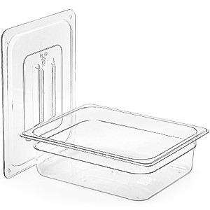 Bekith 2 Pack Clear Polycarbonate Food Pans with Lids, Half Size 4 Inch Deep, Stackable Plastic Food Pans for Commercial Kitchen Restaurant Food Prep, Freezer-Safe