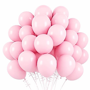 RUBFAC Pastel Pink Balloons, 70pcs 5 Inch Light Pink Balloons and Ribbon, Thick Latex Balloons for Valentine's Day Birthday Wedding Baby Shower Graduation Anniversary Party Decorations