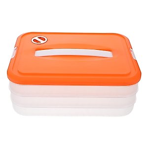 Angoily Refrigerator Organizer Bins, 3-Layer Plastic Food Storage Containers with Lids, Stackable Food Organizer Keeper for dumplings, Vegetables, Meat, Fish