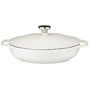 Lodge Enameled Cast Iron Casserole With Steel Knob and Loop Handles, 3.6 Quart, Oyster White & 6 Quart Enameled Cast Iron Dutch Oven. White Enamel Dutch Oven (Oyster White)
