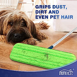 HOMEXCEL Microfiber Mop Pads 4 Pack,Reusable Washable Cloth Mop Head Replacements Thick Spray Wet Dust Dry Flat Cleaning Refill for Bona,Libman,Bruce,Rubbermaid,Turbo,Norwex 18-inch Mop
