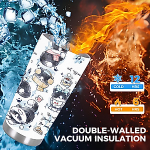 LATTPLYN Cat Lover Gift, Cat Tumbler for Women Men Kids, 20 oz Stainless Steel Coffee Cup with Lid Christmas Birthday Gift for Mom Coffee Mug White Tumbler for Girls