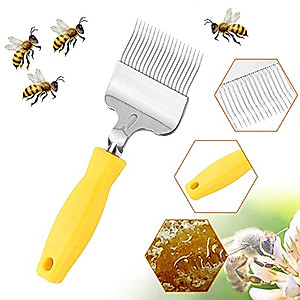 GOTOTOP Beekeeping Uncapping Fork Bee Keeping Bee Honey Uncapping Fork Stainless Steel Tine Beekeeping Honey Beekeeping Extractor Tool, 8.66 x 2.76 Inch,Yellow