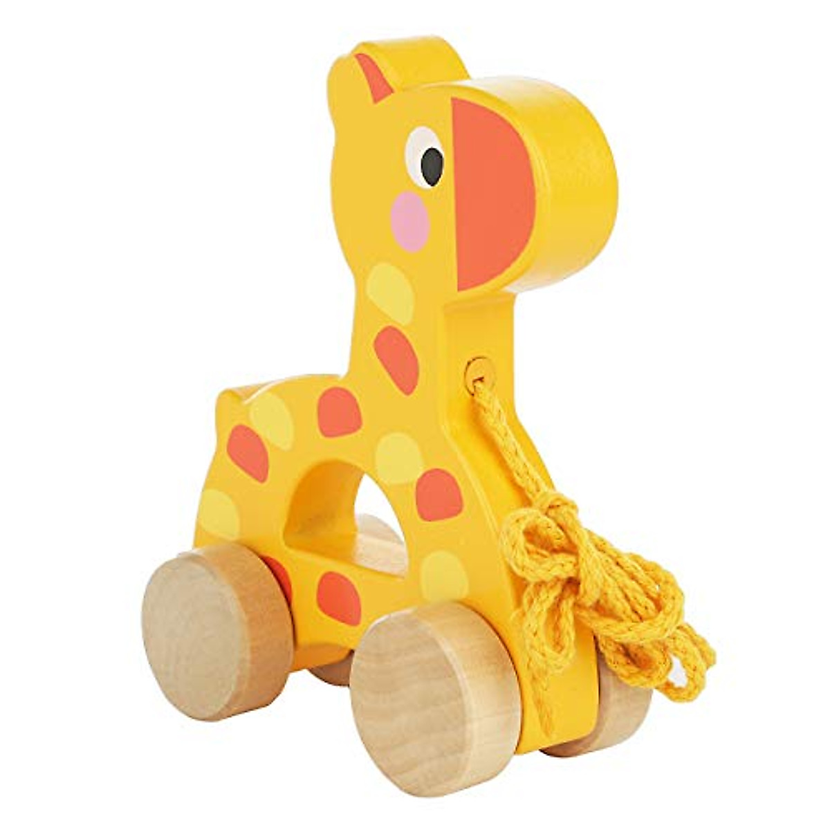 Adorable Giraffe Wooden Animal Pull Toy - Solid Wood Educational Baby Toy for Toddler Boys and Girls Age 18 Months, and Up - Classic Developmental Pull Toy
