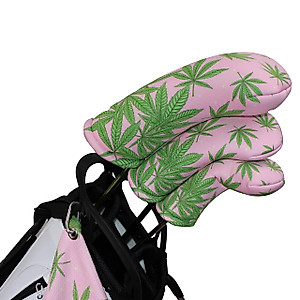 Pink Marijuana Leaf Driver 460cc Club Headcover Handmade by BeeJos