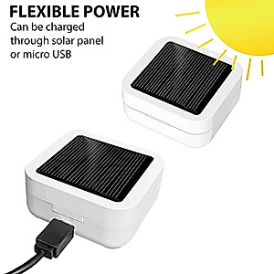 eDealz Fully Wireless Bluetooth 5.2 Rechargeable Solar Waterproof Sweatproof Earbud Headphones with Microphone, Micro USB Power Charging LED Case Surround Stereo Bass and Passive Noise Cancelling