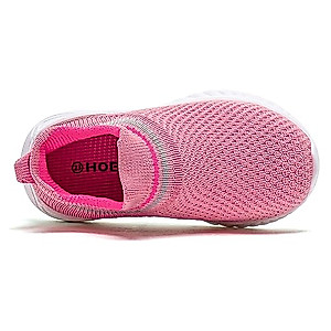 HOBIBEAR Toddler Boys Girls Walking Shoes Slip on Sock Sneakers Non-Slip Lightweight Mesh (Pink,Toddler 7)