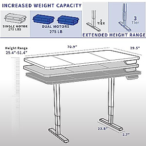 VIVO Electric Height Adjustable 71 x 30 inch Memory Stand Up Desk, Rustic Vintage Brown Table Top, Black Dual Motor Frame, Touch Screen Preset Controller, 2B Series, DESK-KIT-2B7N