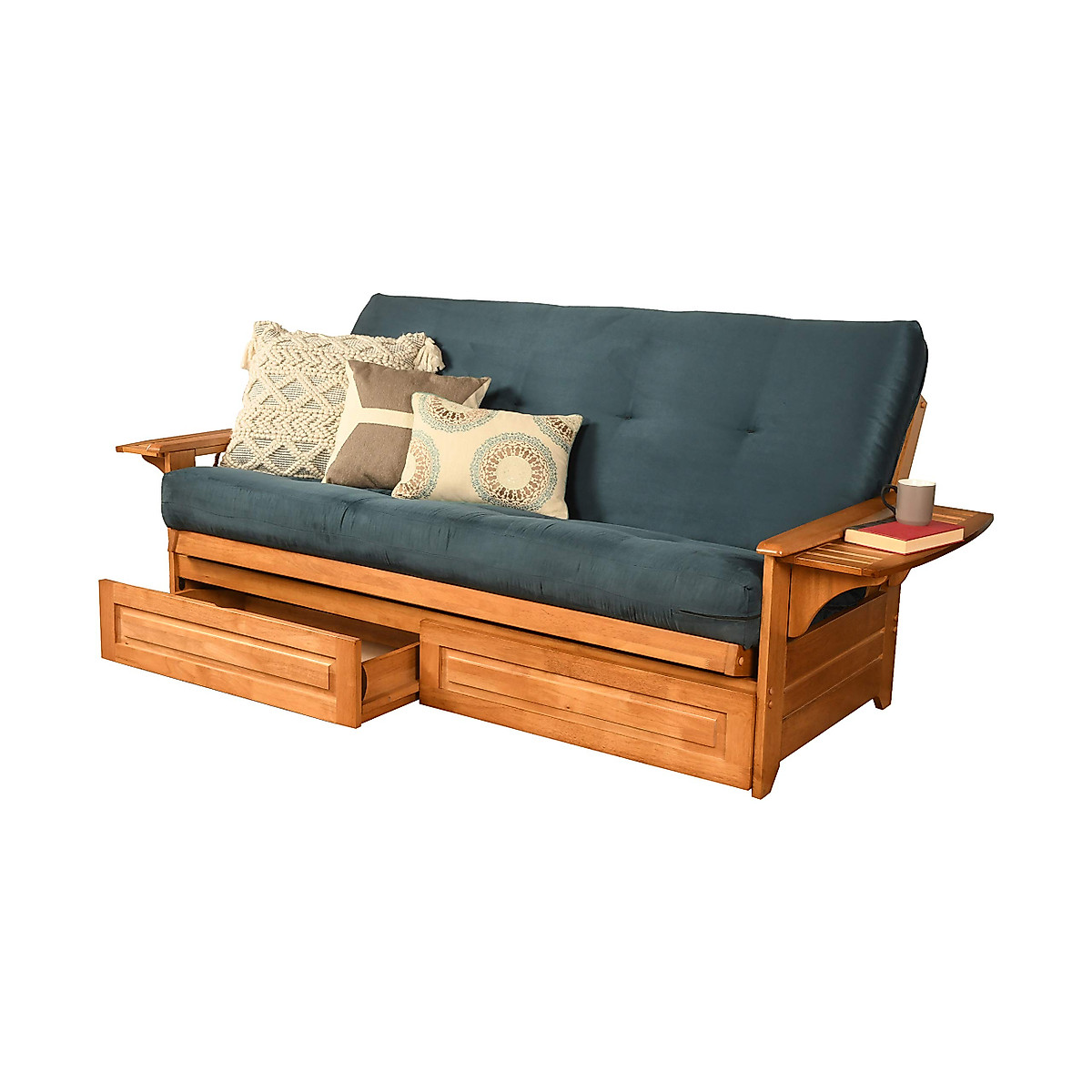 Kodiak Furniture Phoenix Frame with Suede Fabric Mattress in Blue/Butternut