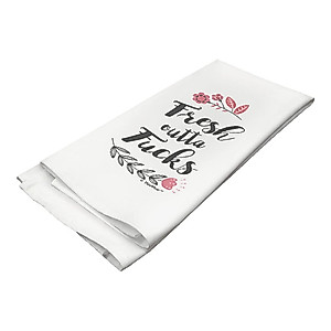 ThisWear Adult Humor Gifts Fresh Outta FS Pretty Swear Word Gifts F- Word Gifts Tea Kitchen Tea Towel White