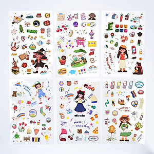 36 Sheets Cute Girl Junk Journal Supplies Clearance ,Small Pretty Stickers PET Self-Adhesive Letter Stickers Card Making Stickers Planner Stickers for Art Journaling Collage Craft Notebooks Album Crafter Gifts(Girl)