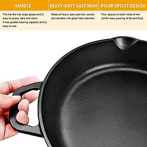 GGC Cast Iron Skillet Pan with Double Handles for Stove Tops, Oven, Grill, Smoker, Induction or Campfire, 12" Camping Skillet Pan for Indoor and Outdoor Cooking