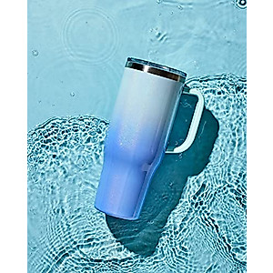 Maars Charger 40oz Insulated Travel Mug Tumbler with Handle | Double Wall Vacuum Sealed Stainless Steel Cup w/Straw and Lid, Berry Glow