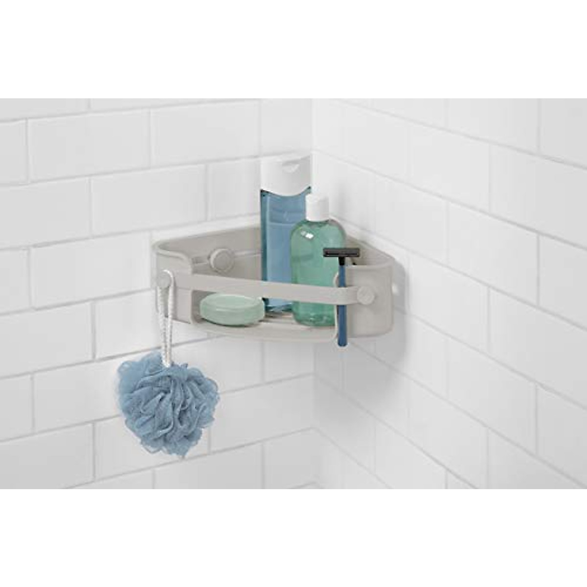 Umbra Flex with Patented Gel-Lock Technology Suction Cup, Corner Bin, Grey