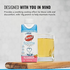 BOOST Soothe Clear Nutritional Drink – Cooling sensation - 300 Calories - 10 g Protein from Whey Protein Isolate - Hint of Strawberry Kiwi Flavor - 8 fl oz (Pack of 24)
