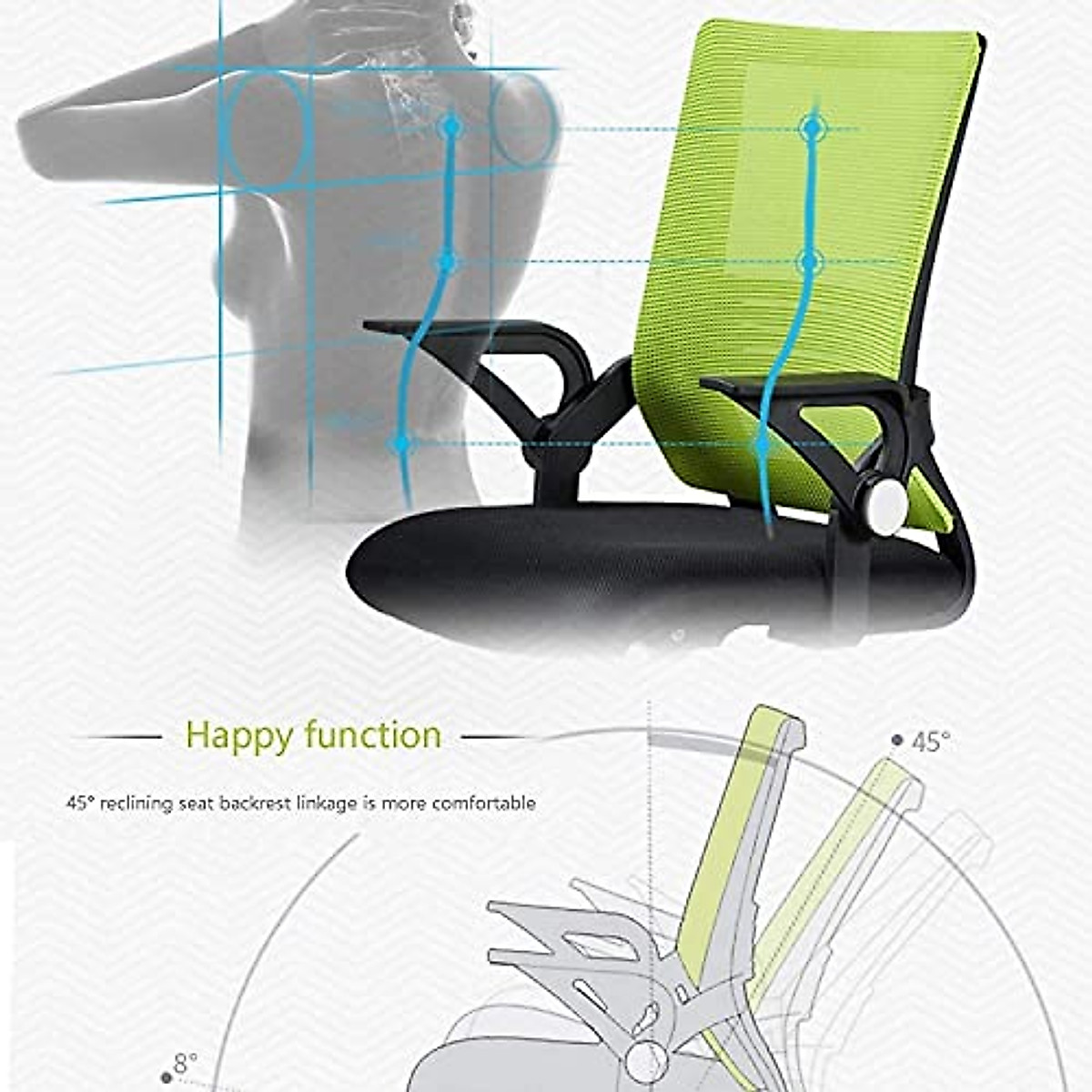 MayNuo Chair Office Desk Chair Computer Chair Office Chair Lift Swivel Chair Mesh Seat Ergonomic Reclining Game Chair/Black