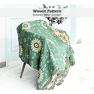 Heather Touch 100% Cotton Blanket Queen 78x90 Boho Oversized Throw Chair Covers with Tassels Lightweight Breathable Decorative Bed Blanket 4 Layers Muslin Couch Slipcover Sofa Protector Sunflower