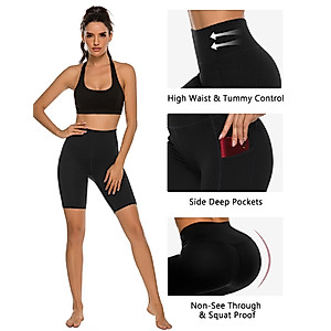 Stelle Womens High Waist Biker Cycling Fitness Gym Running Volleyball Workout Yoga Shorts (Medium, 8'' Black)