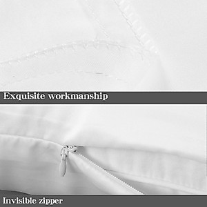 NTBAY Zippered Satin Pillow Cases for Hair and Skin, Luxury Standard Hidden Zipper Pillowcases Set of 2, 20x26 Inches, Pure White