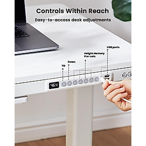 ErGear Dual Motor Electric Standing Desk with Drawers,48x24 Inch Whole-Piece Quick Install,Height Adjustable Stand up Sit Stand Home Office Ergonomic Workstation with USB Charging Ports(White)