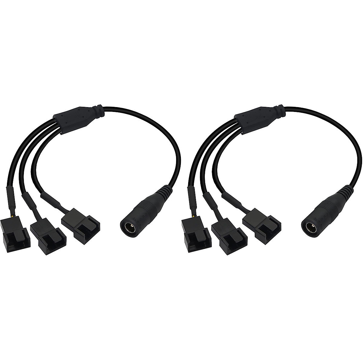 PNGKNYOCN 35cm 5.5x2.1mm DC Plug to 3 x 3 Pin or 4 Pin Computer PC Case Fan Power Splitter Adapter Cable