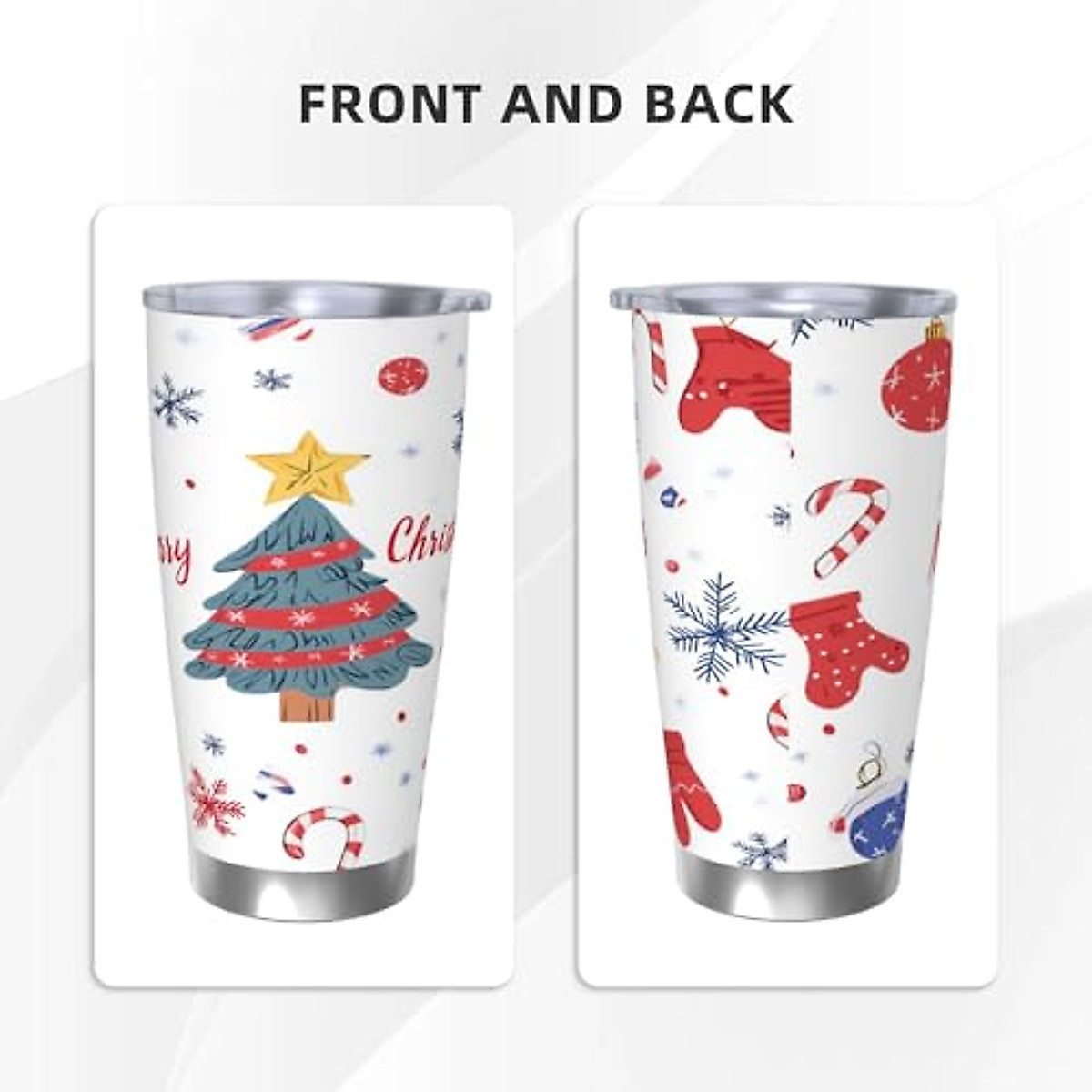 AYCZN Christmas Tree Snowflake 20 OZ Tumbler Stainless Steel Travel Coffee Mug, Xmas Insulated Water Bottle with Lid and Straws Leakproof Thermal Cup