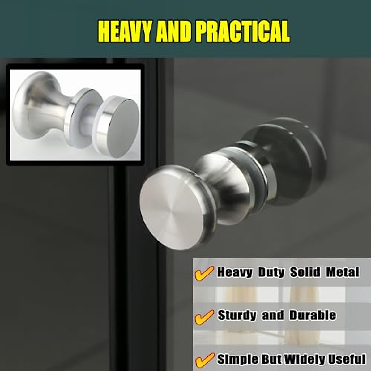 Alise Shower Glass Door Handle,Sliding Shower Doors Knob,Single Side Pull Hardware Replacement Parts,Solid SUS304 Stainless Steel Knobs,Brushed Nickel XLS200DB-LS