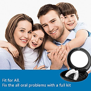 Pack of 4 Custom Mouth Night Guard for Teeth Grinding Clenching Bruxism, Sport Athletic, Whitening Tray, Including Magnetic Mirror Box (Black)