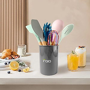 Kitchen Utensils Set - 12 pieces Silicone with wooden handle Non-Stick Kitchen Gadgets BPA-free, non-toxic and odorless