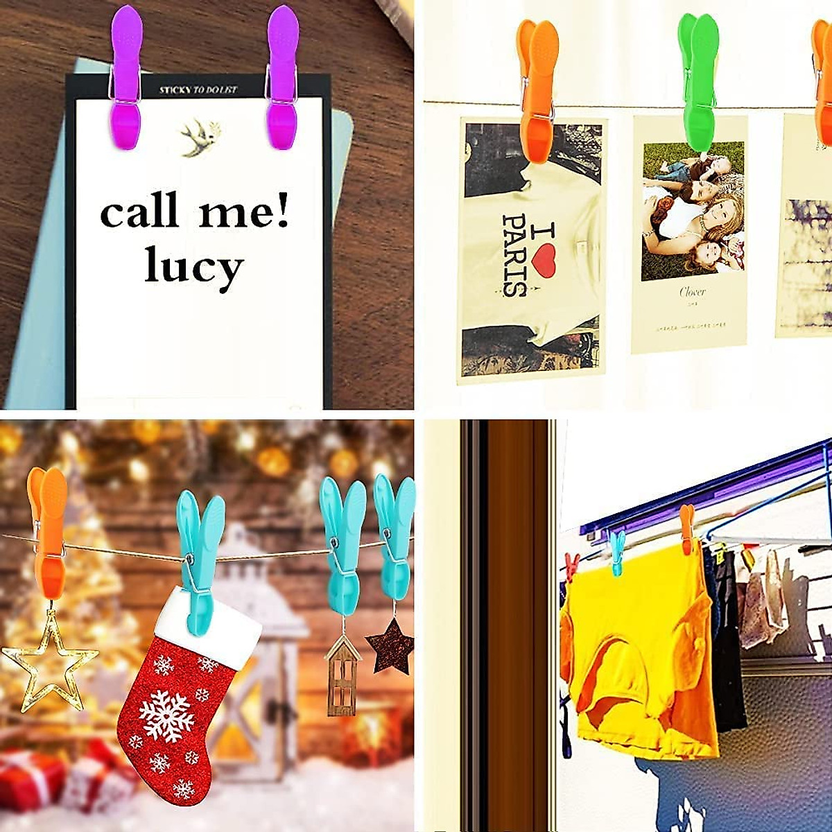 48 PCS Colored Plastic Clothespins,Clothes Pins Heavy Duty Outdoor,Towel Clips Clothes Pins with Springs Non Slip for Hanging Clothes,Outdoor,Clothesline Crafts Picture Clips Food Package Clips