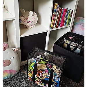 MiniOwls Bin and Chest Organizing Bags - Waterproof Clear Plastic Travelling Pouch. Storage for Toys, Kids Books, Balls, Blocks and Games (12x12 Set of 3)