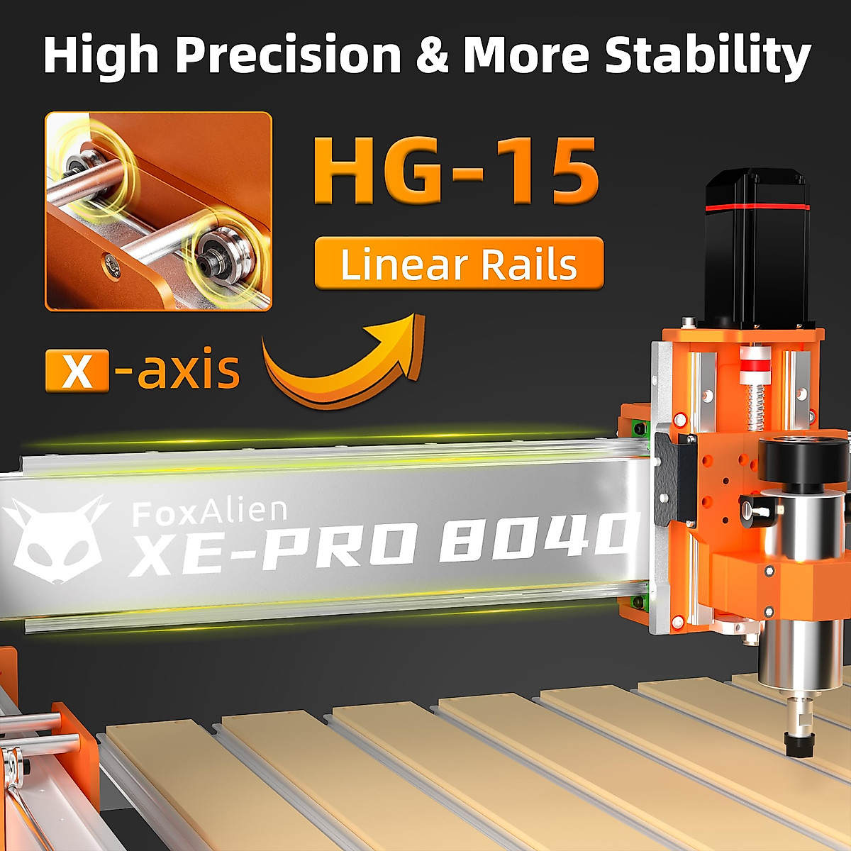 FoxAlien XE-PRO 8040 Extension Kit with Upgraded Hybrid Spoilboard for X-axis, Compatible with XE-PRO CNC Router Machine