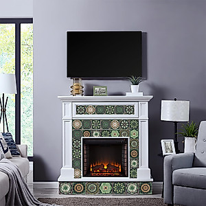 Adreamer90 Mandala Moroccan Wallpaper Tile Stickers 5.91 * 5.91 in Peel and Stick,Removable Talavera Decor 2D Wall Tile Decals for Kitchen Bathroom Laundry Stair Fireplace Art Decor Tiles