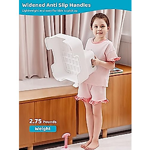 HEETA 2 Step Stool for Kids and Toddler, Anti-Slip Sturdy Step Stool for Potty Training or Kitchen Helper Stool, 2 in 1 Step Dual Height to Reach Kitchen Counter Bed or Sink, Grey & White