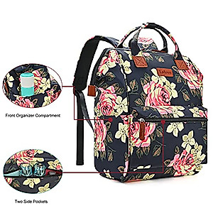 BRINCH Laptop Backpack 15.6 Inch Wide Open Computer Backpack Laptop Bag College Rucksack Water Resistant Business Travel Backpack Multipurpose Daypack with USB Charging Port for Women Girls, Flower