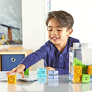 hand2mind Telling Time Dice, Large Foam Dice for Classroom, Clock Learning for Kids, Kindergarten Learning Activities, Clock Manipulatives, Math Dice, Educational Toys for Elementary Kids (Set of 16)