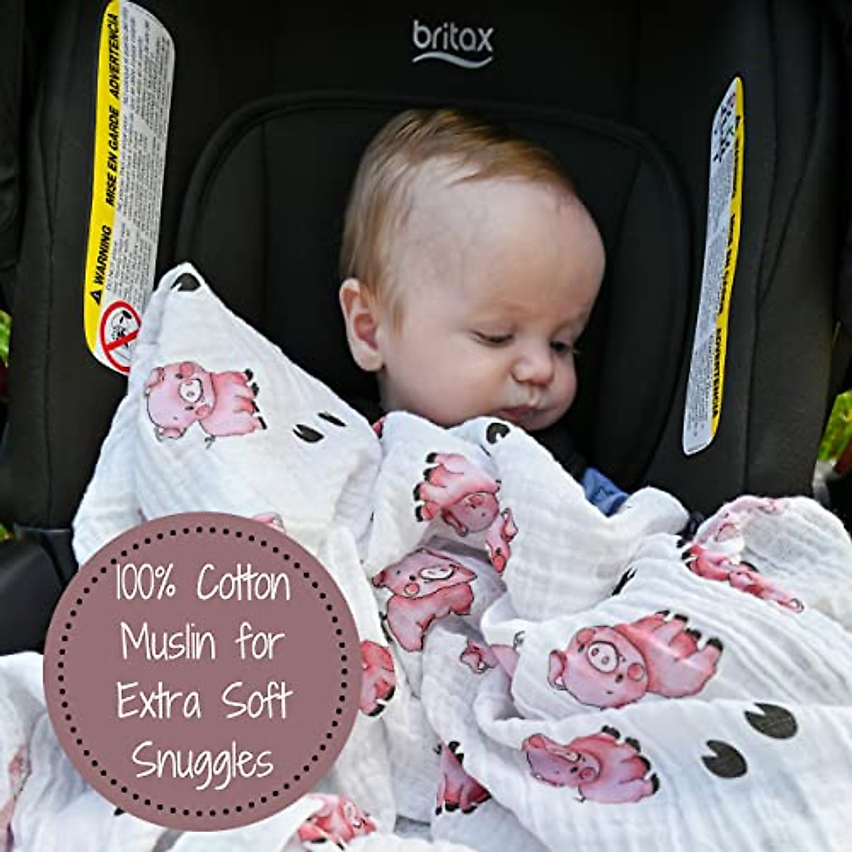 LollyBanks Swaddle Blanket | 100% Muslin Cotton | Gender Neutral Newborn and Baby Nursery Essentials for Girls and Boys, Registry | Farm 3 Pack