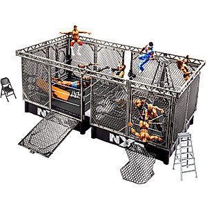 WWE MATTEL NXT Takeover War Games Playset with 2 NXT Rings, 2 Connecting Cages with Breakaway Pieces, 2 Ladders, Chair, Table & More; for Ages 6 Years
