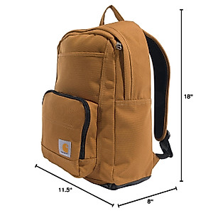 Carhartt 23L Single-Compartment Backpack, Durable Pack with Laptop Sleeve and Duravax Abrasion Resistant Base, Brown, One Size