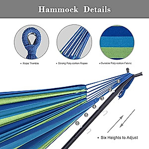SUNCREAT 2-in-1 Hammocks Hammock Chair with Stand, 475 lbs Capacity, Heavy Duty Two Person Hammock with Stand, Patent Pending, Blue Stripe