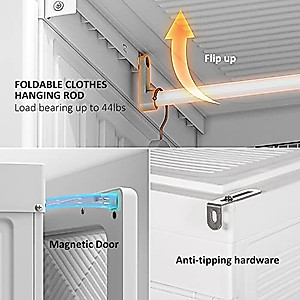 HOMCOM Portable Wardrobe Closet, Folding Bedroom Armoire, Clothes Storage Organizer with Cube Compartments, Hanging Rod, Magnet Doors, White