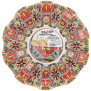 Prepara Dishwasher Safe Taco Holder Carousel Tray, Rack holds 10 Shells, Yellow/White