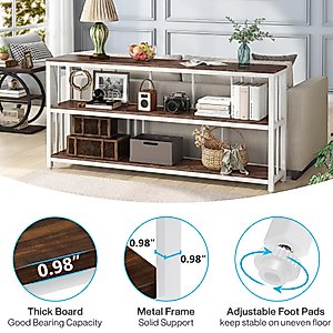 Tribesigns 71" Industrial Console Table, 3 Tiers Sofa Table, Narrow Long Sofa Table with Storage Shelves, Big Rustic Entryway Table, Large Hallway Table, Behind Couch Table with Storage