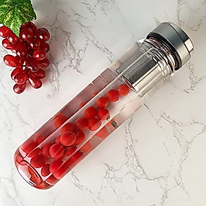 SHBRIFA 32oz Glass Water Bottle With Tea Infuser - Glass Tea Tumbler With Neoprene Sleeve - Tee Infusers For Loose Leaf Tea, Fruit, Coffee, Flavored Water (Gradient Pink1)