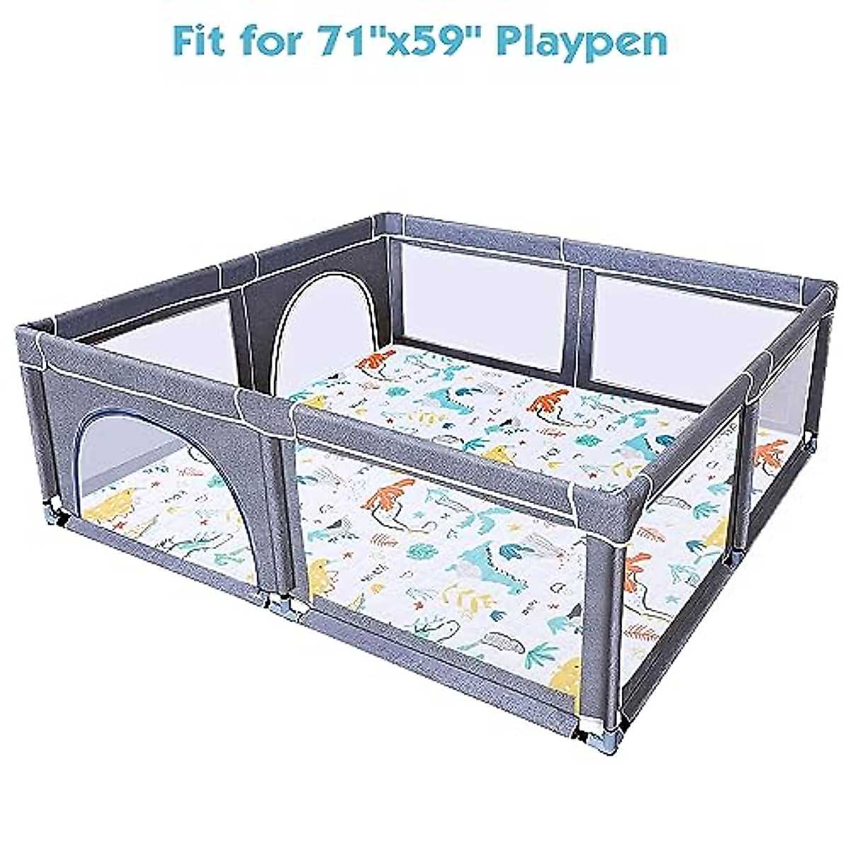 MEM Playpen Mat 71" X 59" Baby Play Mat, One-Piece Baby Crawling Mat, Non Slip Washable Play Mats for Floor, Cushioned Baby Playmat Floor Mat for Infants, Babies, Toddlers