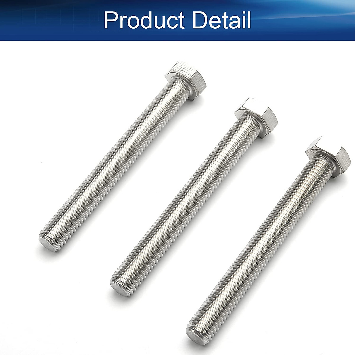 Auniwaig Hex Head Bolts M12-1.75 x 100mm Fully-Threaded Hex Tap Screw Bolts 304 Stainless Steel Heagon Head Cap Bolt Screws 5pcs