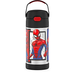 THERMOS FUNTAINER 12 Ounce Stainless Steel Vacuum Insulated Kids Straw Water Bottles | Encanto and Spider-Man