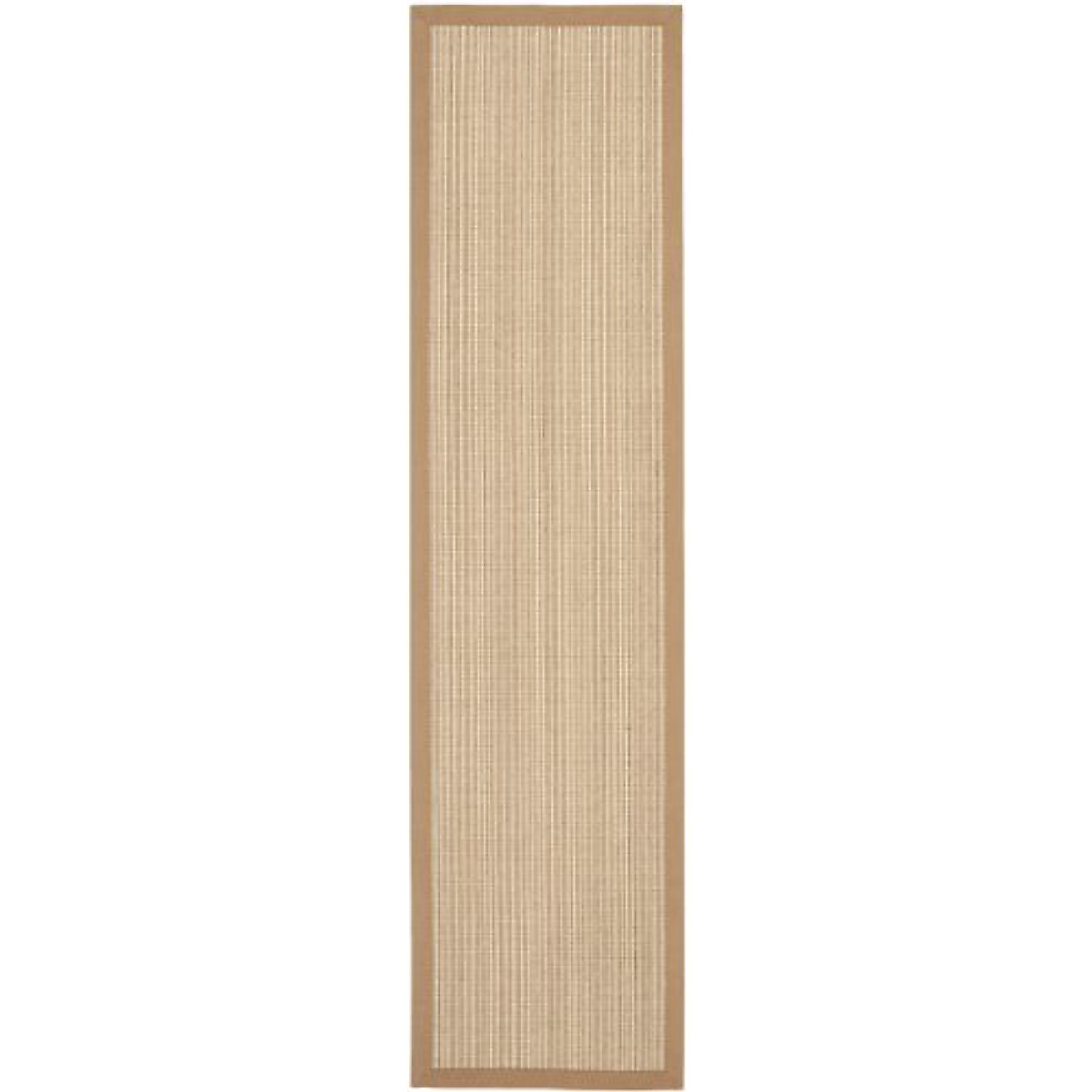 SAFAVIEH Natural Fiber Collection 2' x 6' Tan / Tan NF442D Border Stripe Sisal Runner Rug