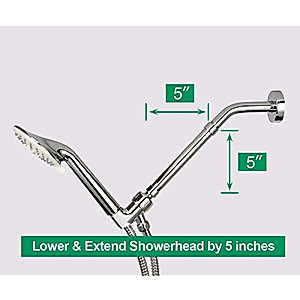 Shower Arm Extension, Shower Head Extender Water Outlet Lowers Existing Shower Head, Chrome Finish Made of Solid Metal by Purelux