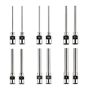 BOJACK 12 Pcs Dispensing Needle Tips 1 Inch Stainless Steel Blunt Tip Luer Lock Stainless Steel Blunt Needles (8, 10, 12, 14, 16, 18 Gauge)
